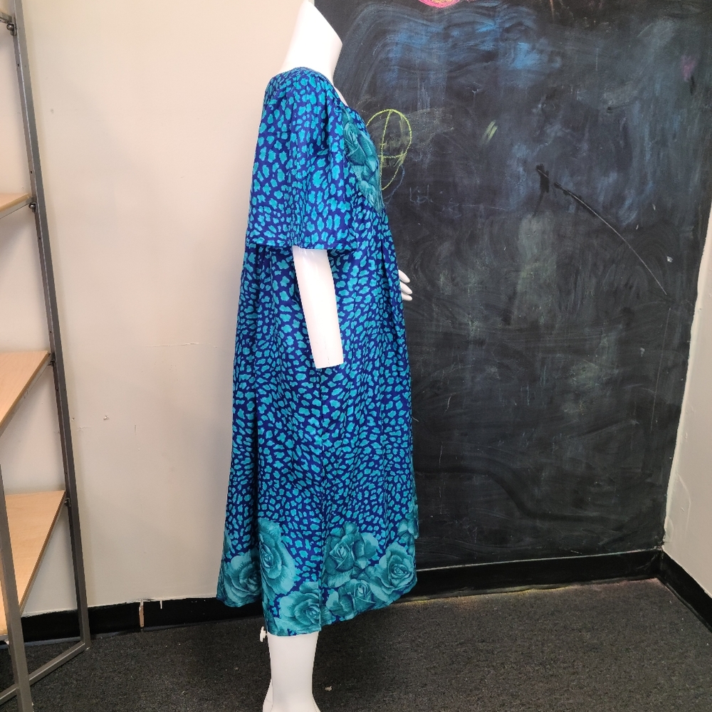 Vintage Purple And Teal Floral Animal Print Dress - Gem